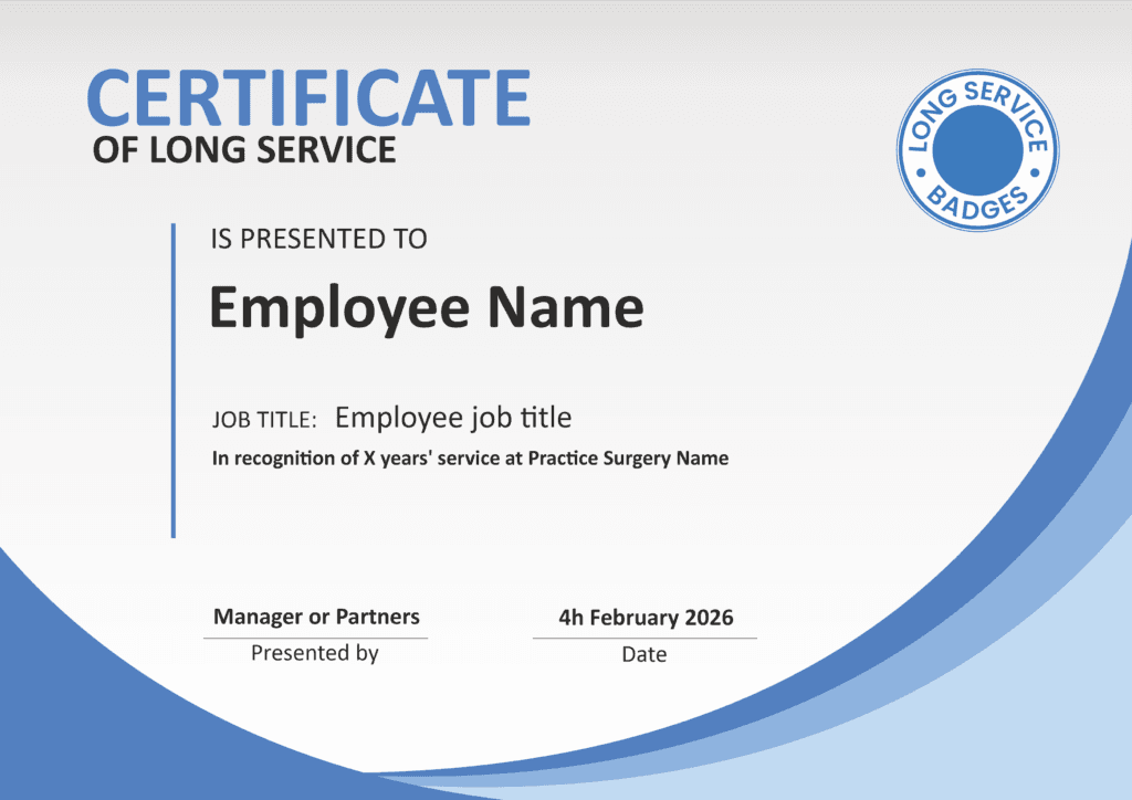 Long Service Certificate - Long Service Badges